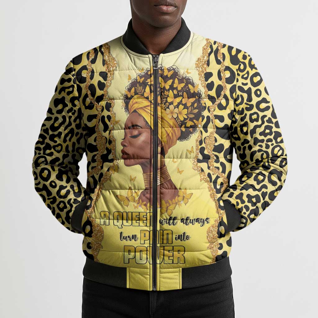 Black Her Story Bomber Puffer Jacket A Queen Turns Pain Into Power by ...