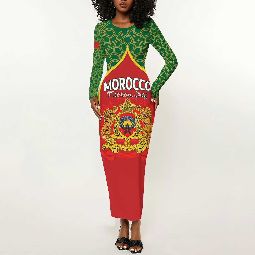 Personalized Morocco Fete du Trone Long Sleeve Bodycon Dress King Lion ...