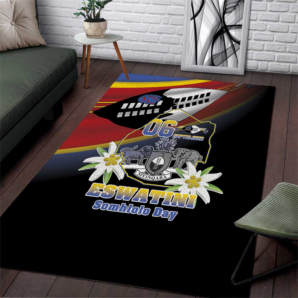 Eswatini Somhlolo Day Area Rug Coat Of Arms With Map by African Pride