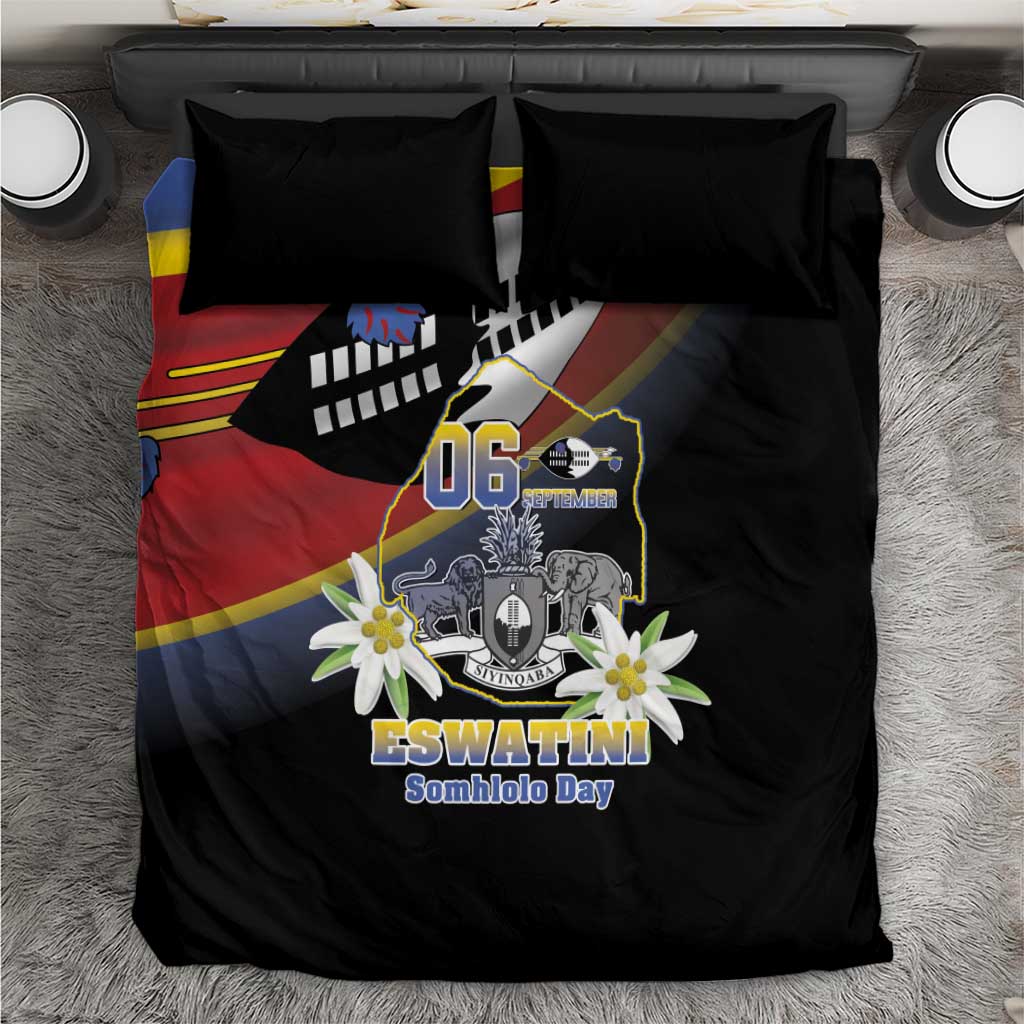 Eswatini Somhlolo Day Bedding Set Coat Of Arms With Map by African Pride