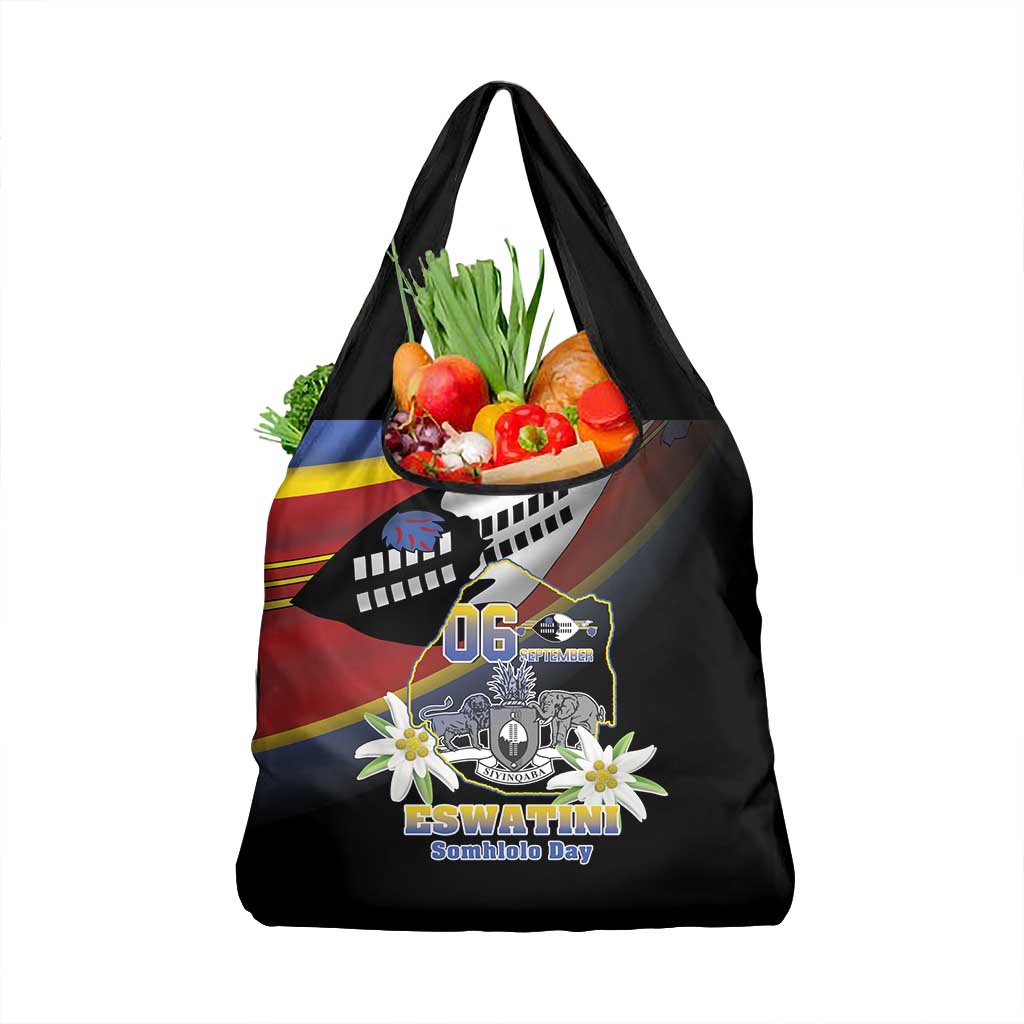 Eswatini Somhlolo Day Grocery Bag Coat Of Arms With Map by African Pride