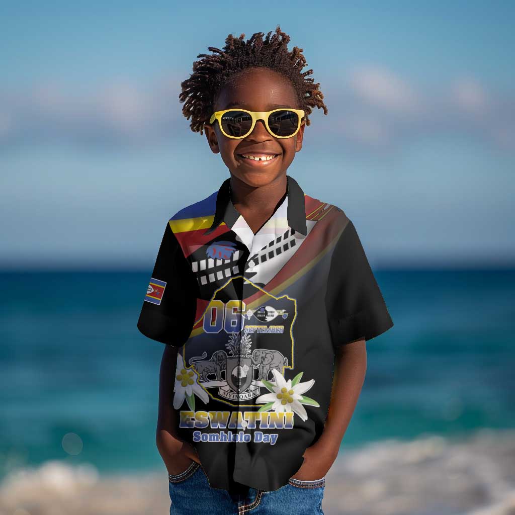 Personalized Eswatini Somhlolo Day Kid Hawaiian Shirt Coat Of Arms With ...