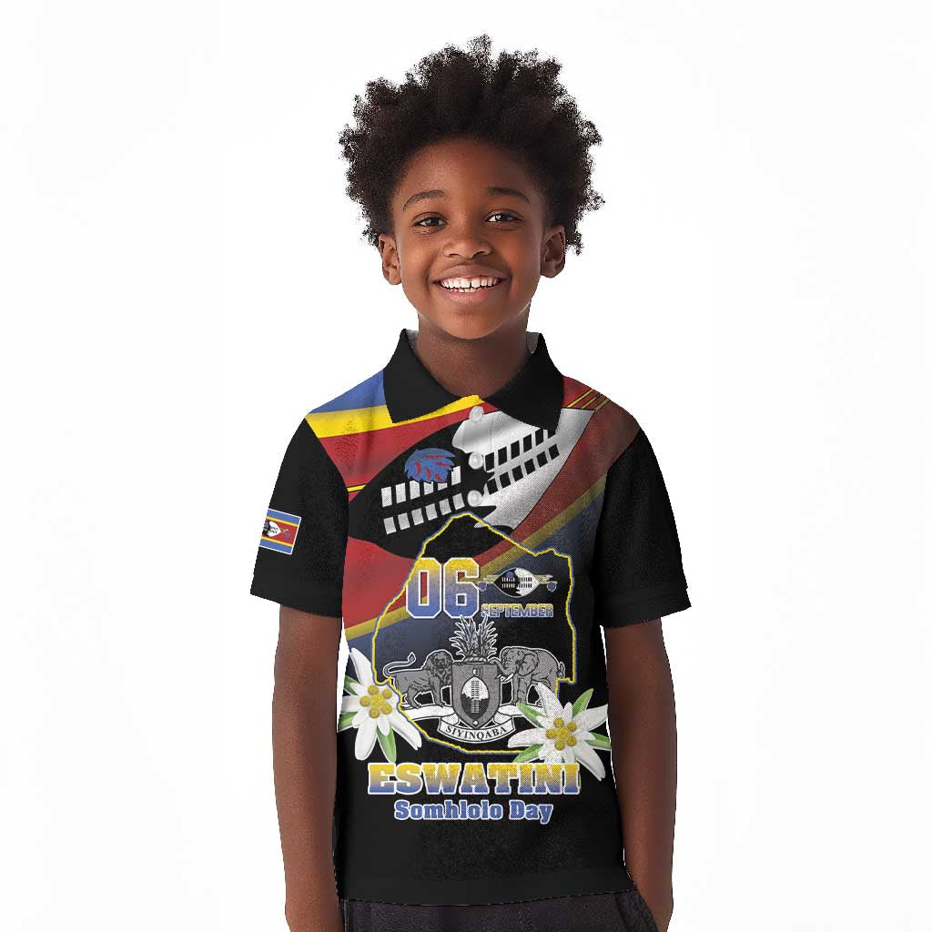 Personalized Eswatini Somhlolo Day Kid Polo Shirt Coat Of Arms With Map ...