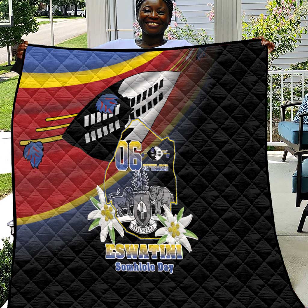Eswatini Somhlolo Day Quilt Coat Of Arms With Map by African Pride