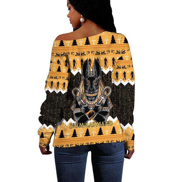 Afro Ancient Egyptian Off Shoulder Sweater Anubis - Merry Christmas by ...