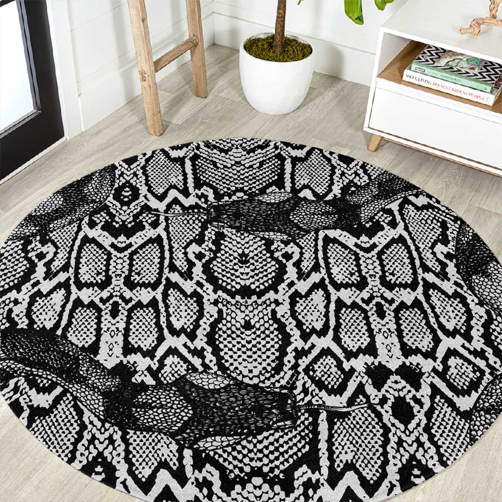 Snake African Skin Animals Pattern Round Carpet by AfricanPride