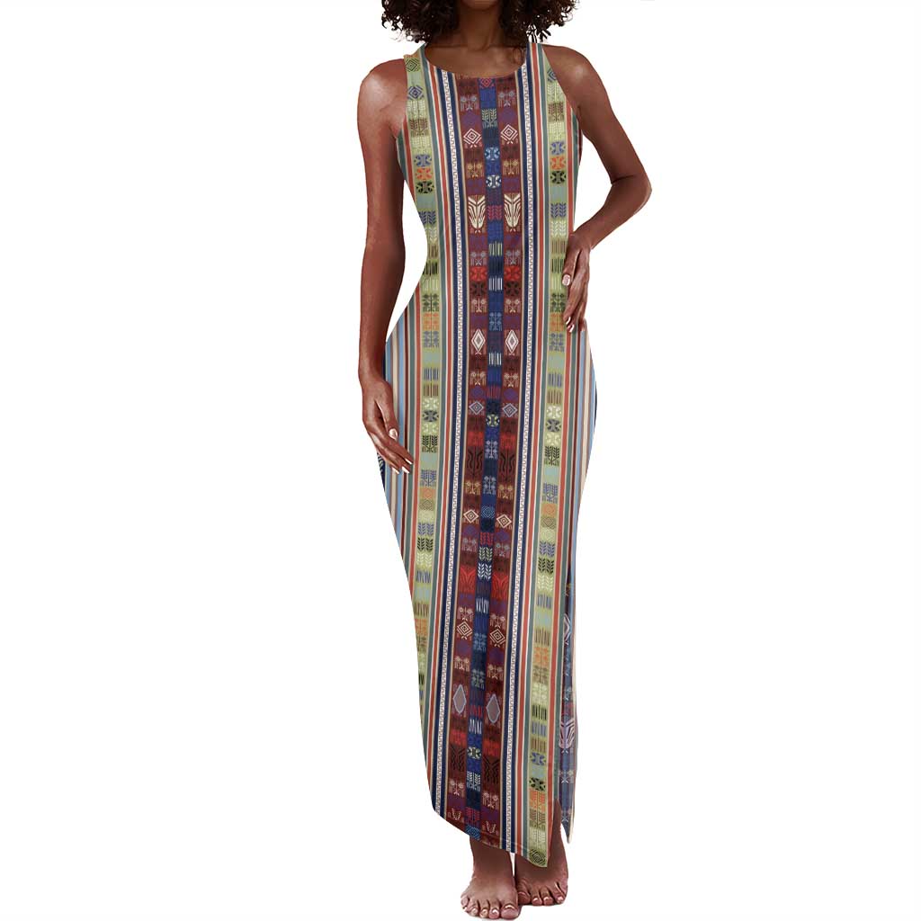 Lamba Mpanjaka Malagasy Traditional Pattern Tank Maxi Dress by AfricanPride