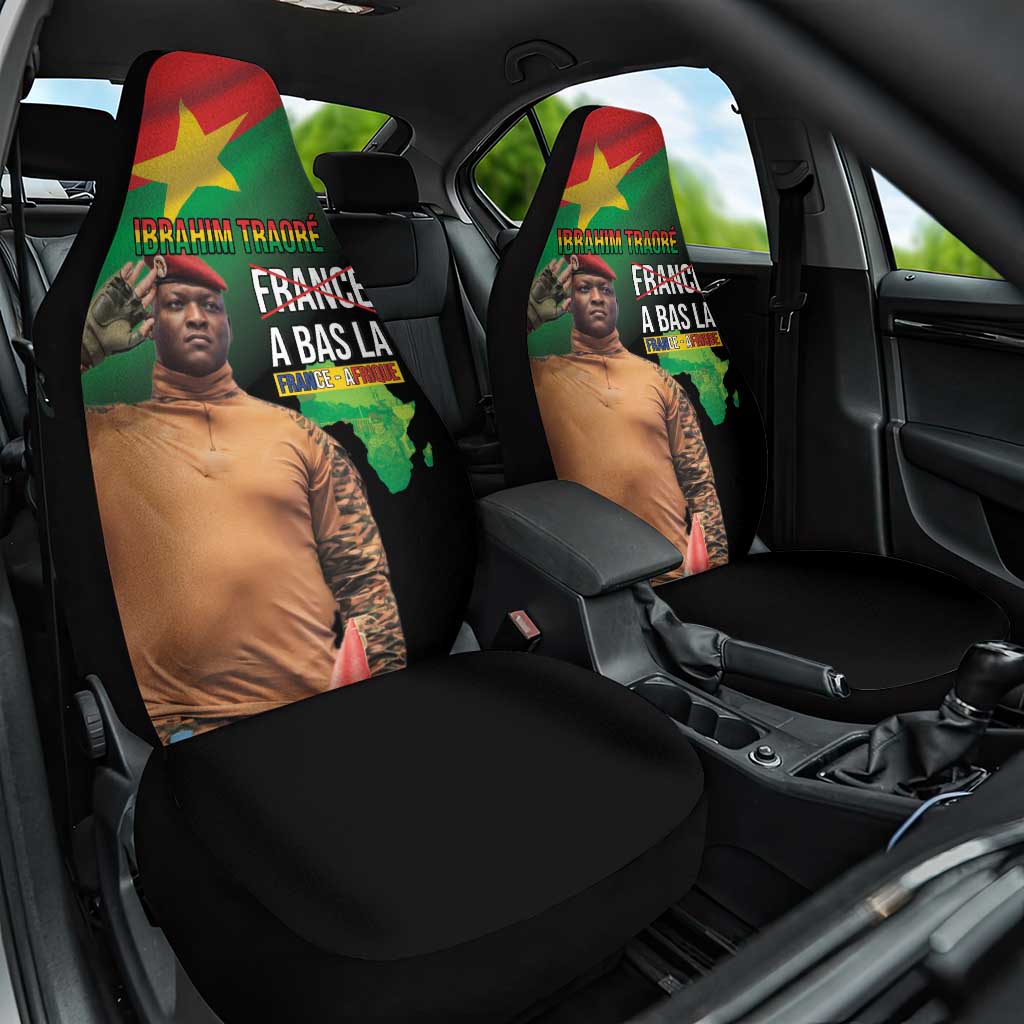 Traore Burkina Faso A Bas La Francafrique Car Seat Cover by AfricanPride