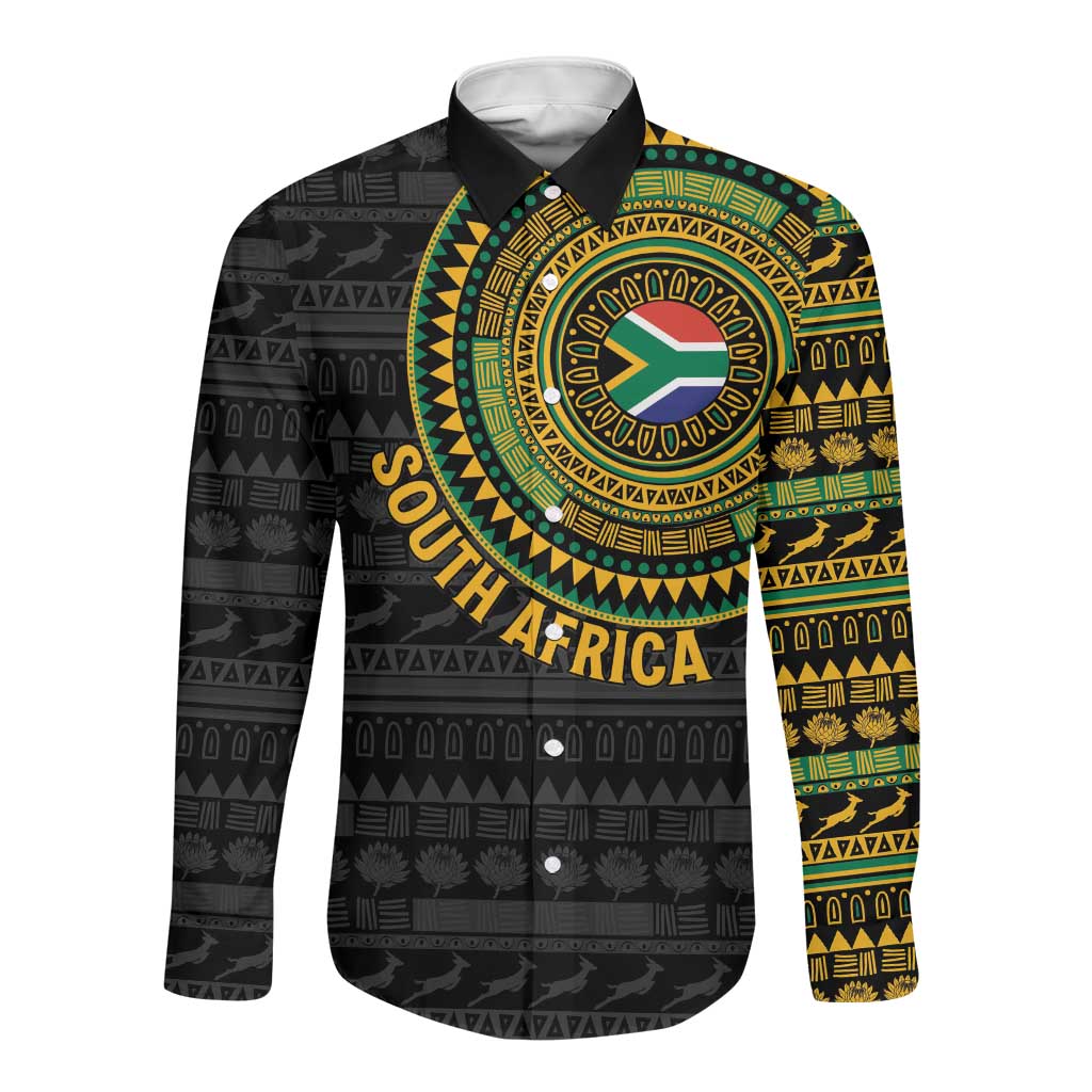 Personalised South Africa African Tribal Pattern Long Sleeve Button ...