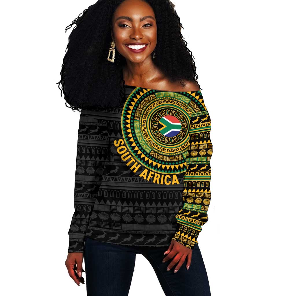 Personalised South Africa African Tribal Pattern Off Shoulder Sweater ...