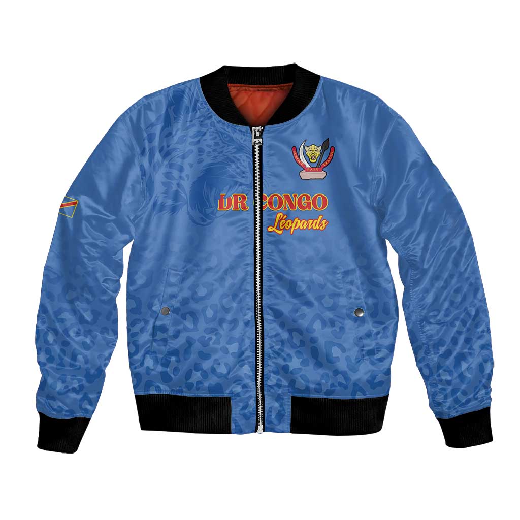 Afro DR Congo Football Custom Bomber Jacket Viva Les Leopards - Blue by ...