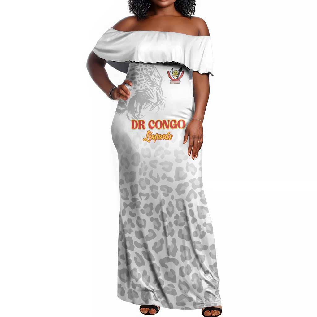 Afro DR Congo Football Custom Off Shoulder Maxi Dress Viva Les Leopards ...