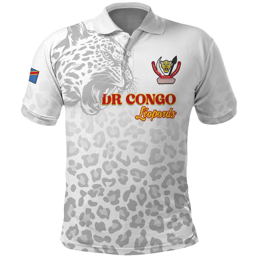 Afro DR Congo Football Custom Polo Shirt Viva Les Leopards - White by ...