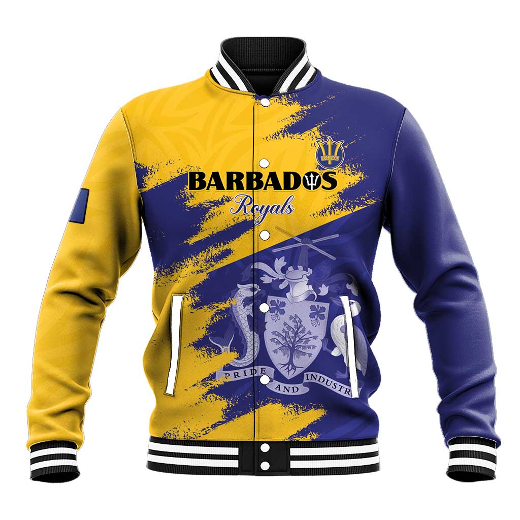 Barbados Royals Cricket Custom Baseball Jacket Coat Of Arms Flag Style ...