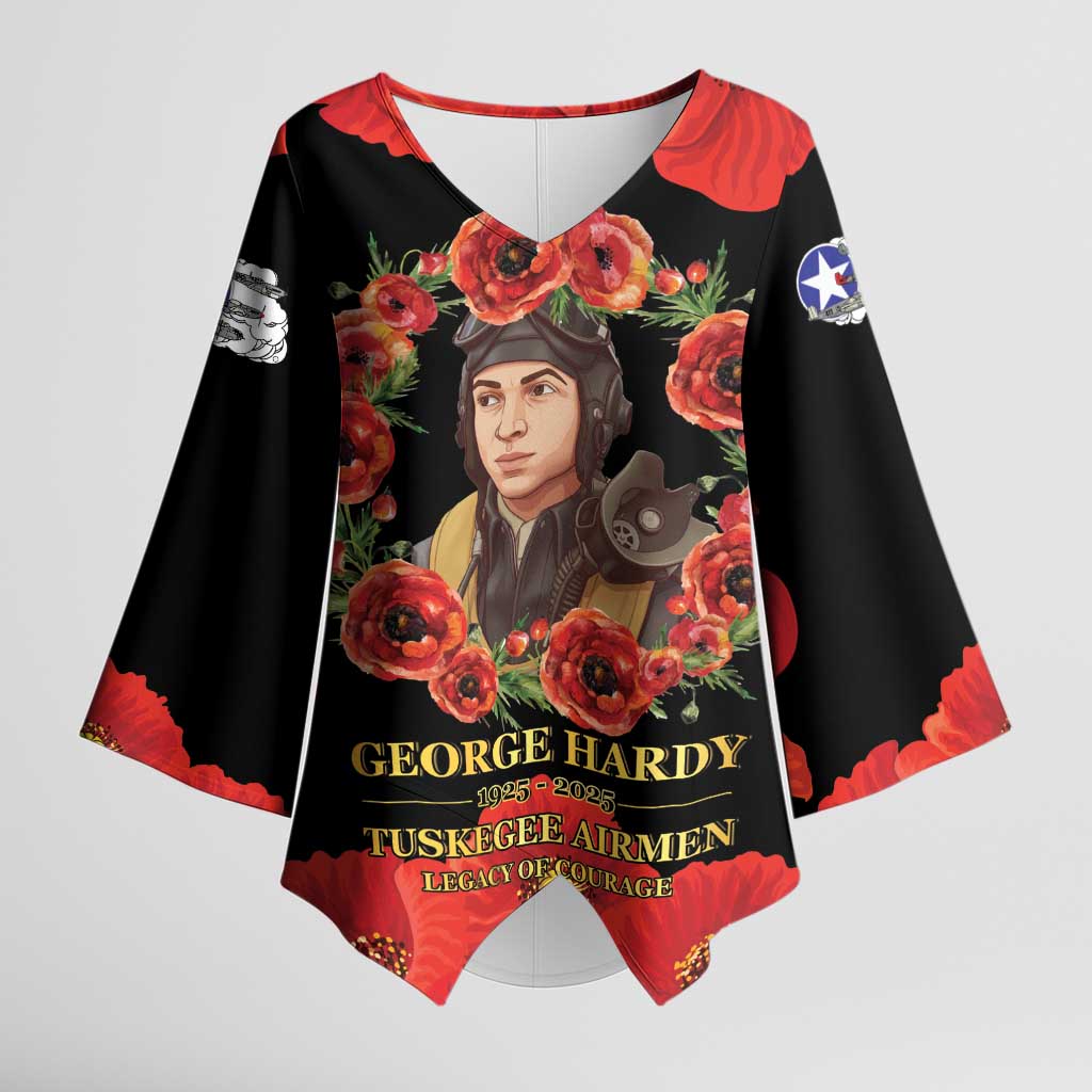 George Hardy Tuskegee Memorial Kimono Sleeve Blouse Red Tail Pilots ...