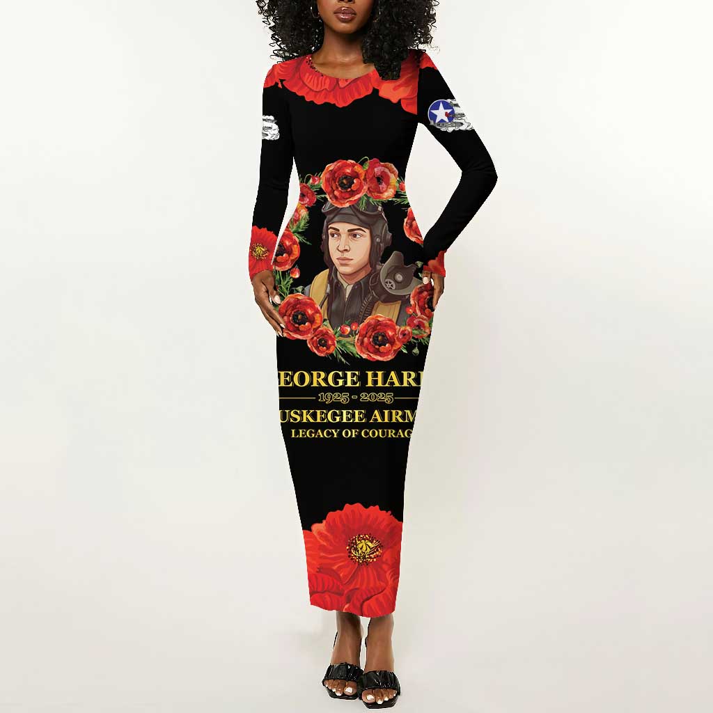 George Hardy Tuskegee Red Tail Pilots Long Sleeve Bodycon Dress Legacy ...