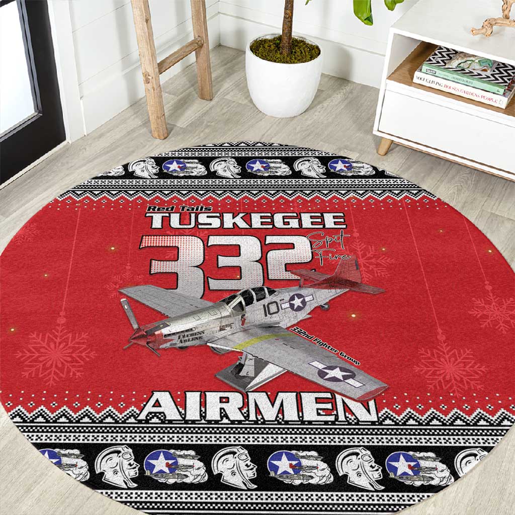 Afro Christmas Tuskegee Red Tails Airmen Round Carpet Merry Christmas ...
