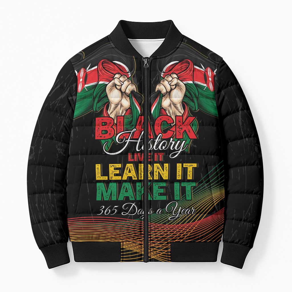 Personalized Kenya Black History Month Bomber Puffer Jacket Live It ...