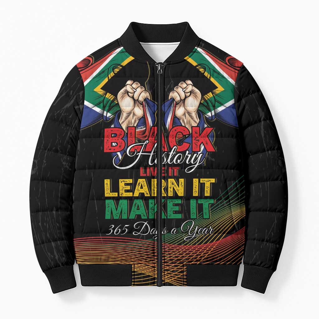 Personalized South Africa Black History Month Bomber Puffer Jacket Live ...