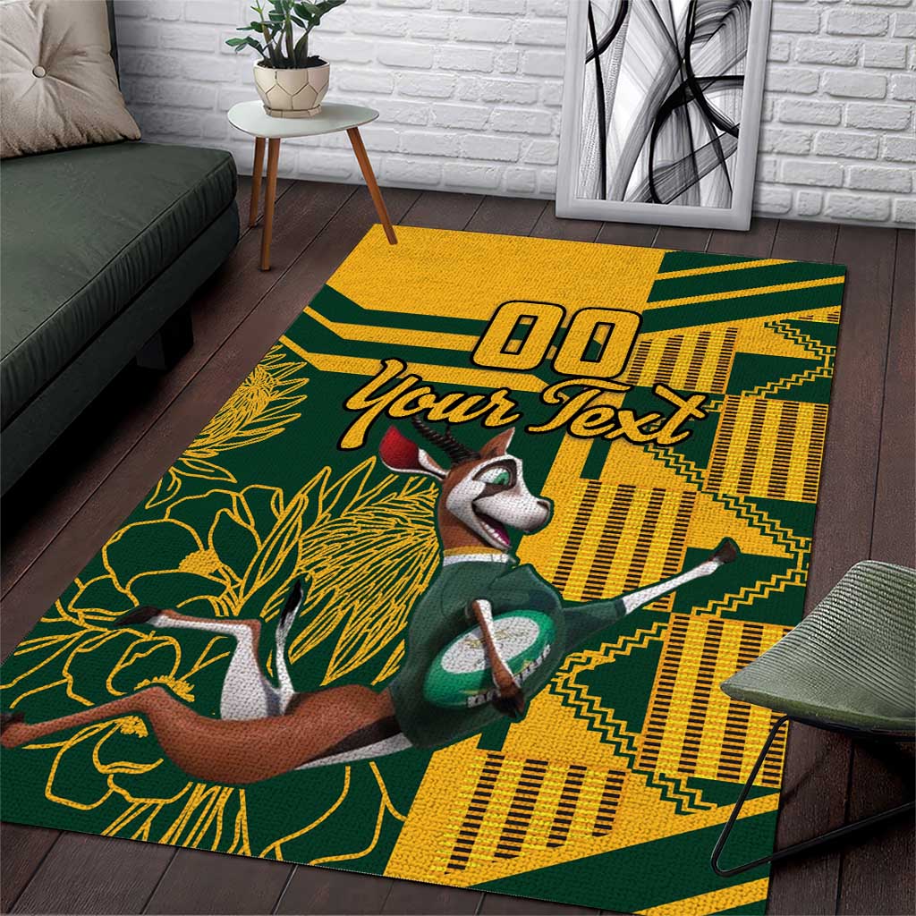 Custom South Africa Rugby Area Rug Springboks With Protea Cynaroides by ...