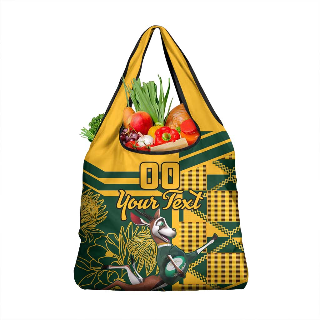 Custom South Africa Rugby Grocery Bag Springboks With Protea Cynaroides ...