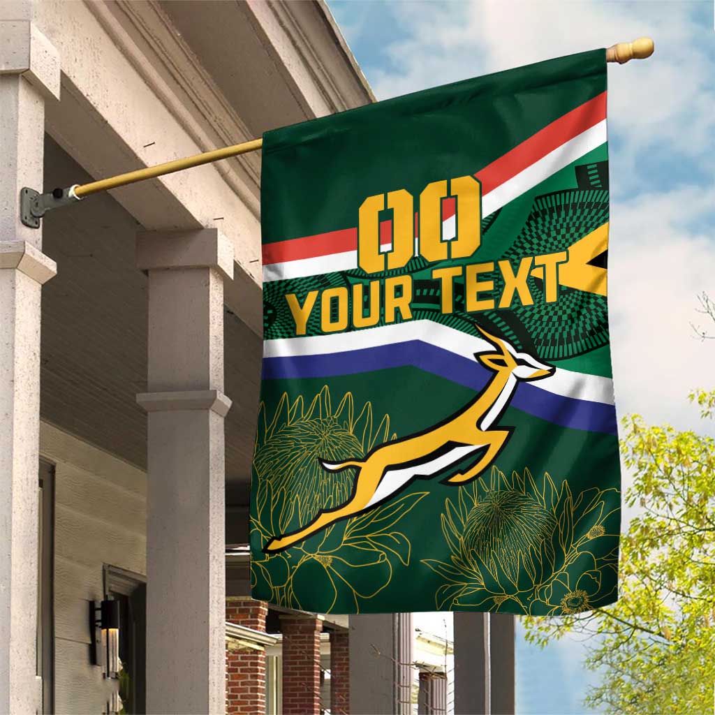 Custom South Africa Rugby Garden Flag Springboks Mascot African Pattern ...