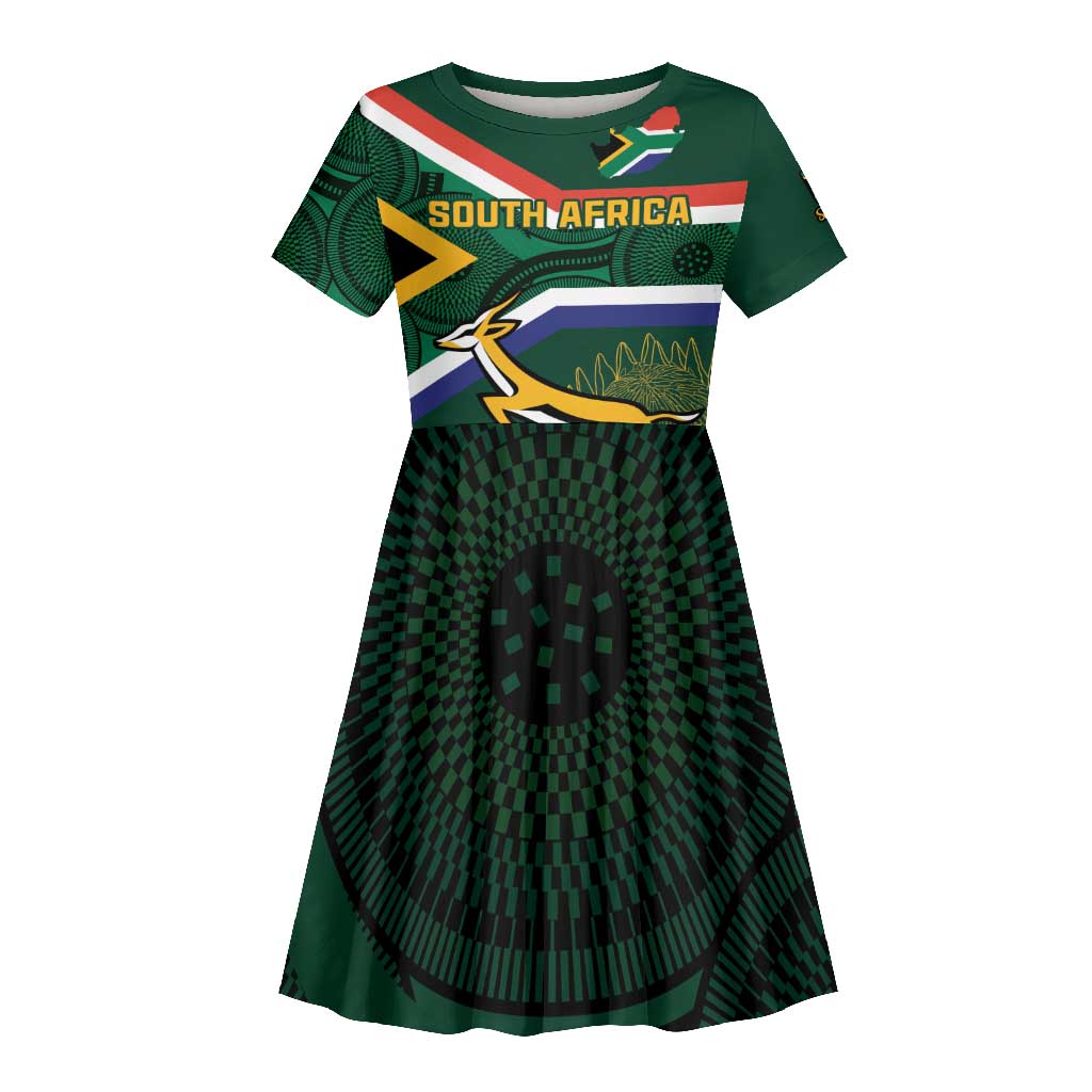 Custom South Africa Rugby Kid Short Sleeve Dress Springboks Mascot ...