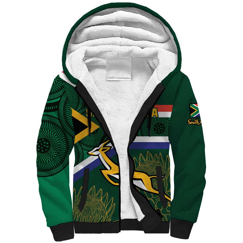 Custom South Africa Rugby Sherpa Hoodie Springboks Mascot African ...