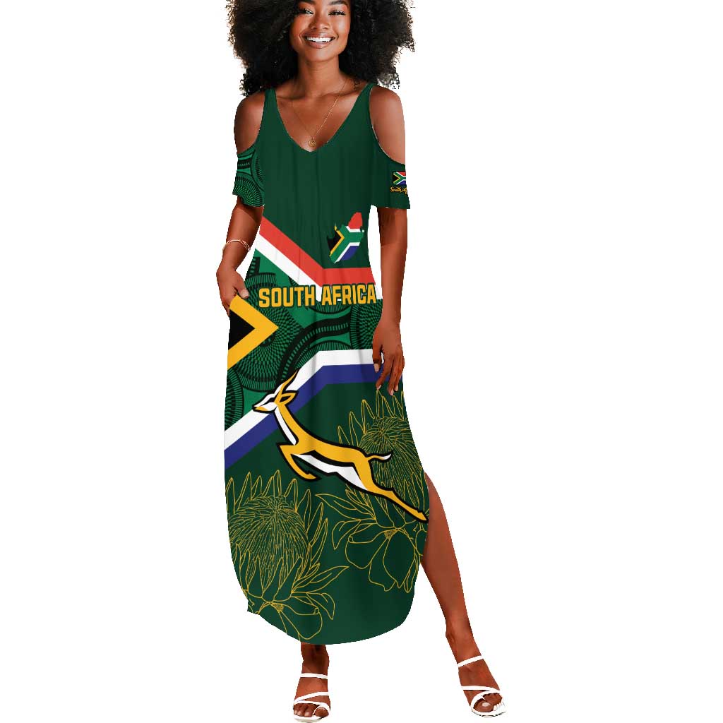 Custom South Africa Rugby Summer Maxi Dress Springboks Mascot African ...