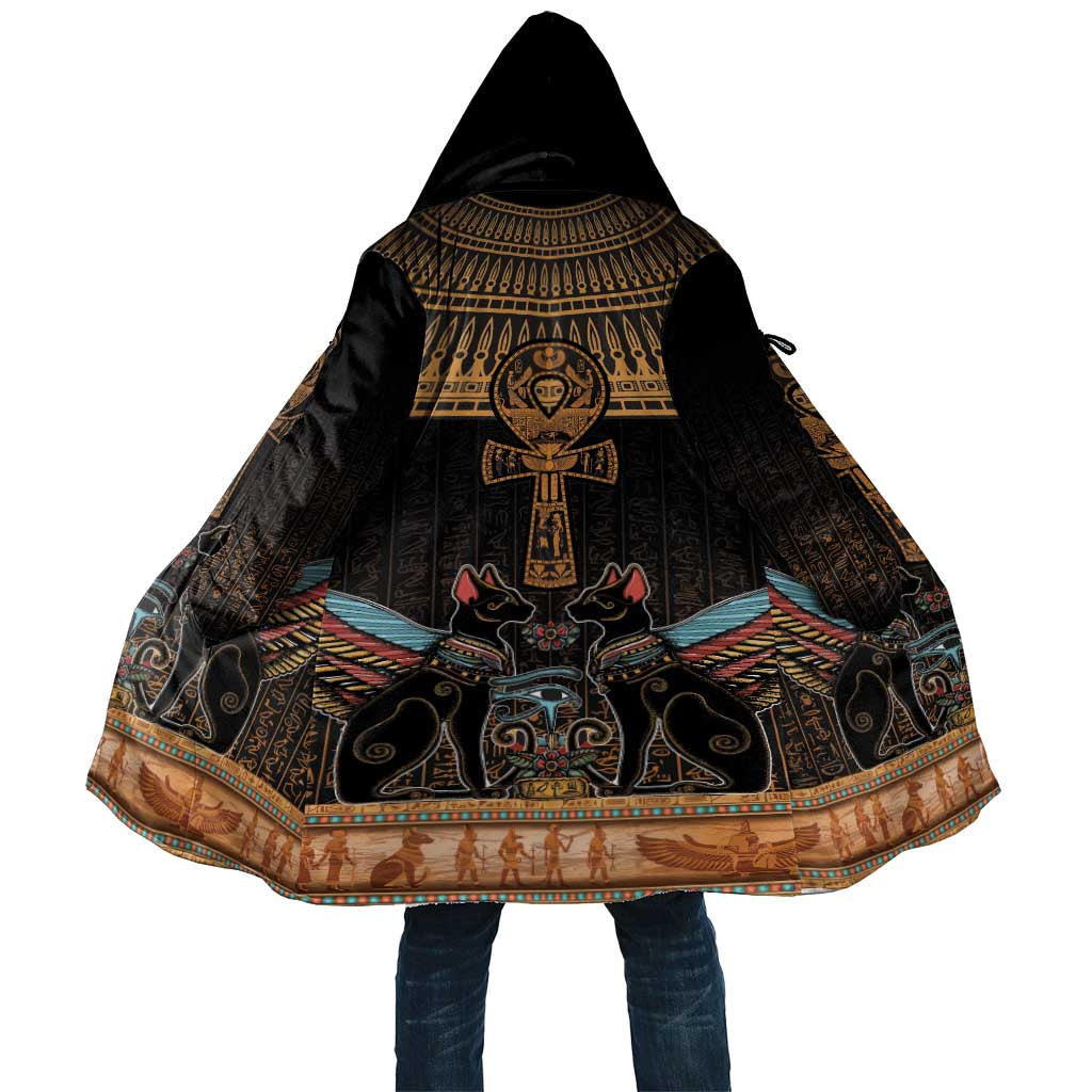 Winged Egypt Cats Cloak Hieroglyphs Alphabet Pattern by African Pride