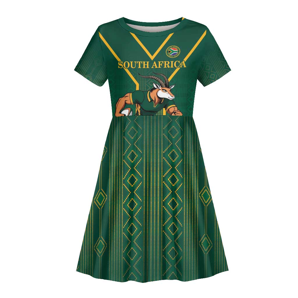 Custom South Africa Rugby Kid Short Sleeve Dress Go Springboks by ...