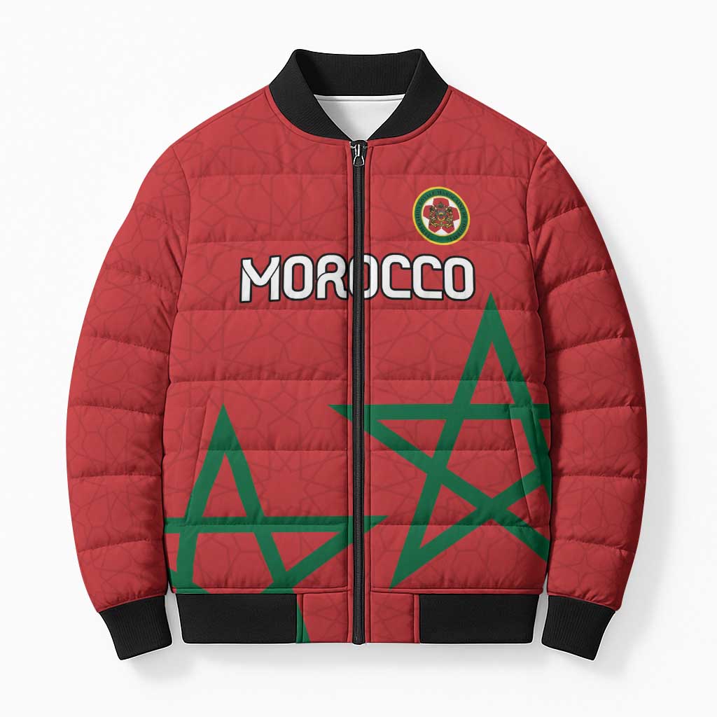 Custom Morocco Heritage Football Bomber Puffer Jacket Road To Champion ...