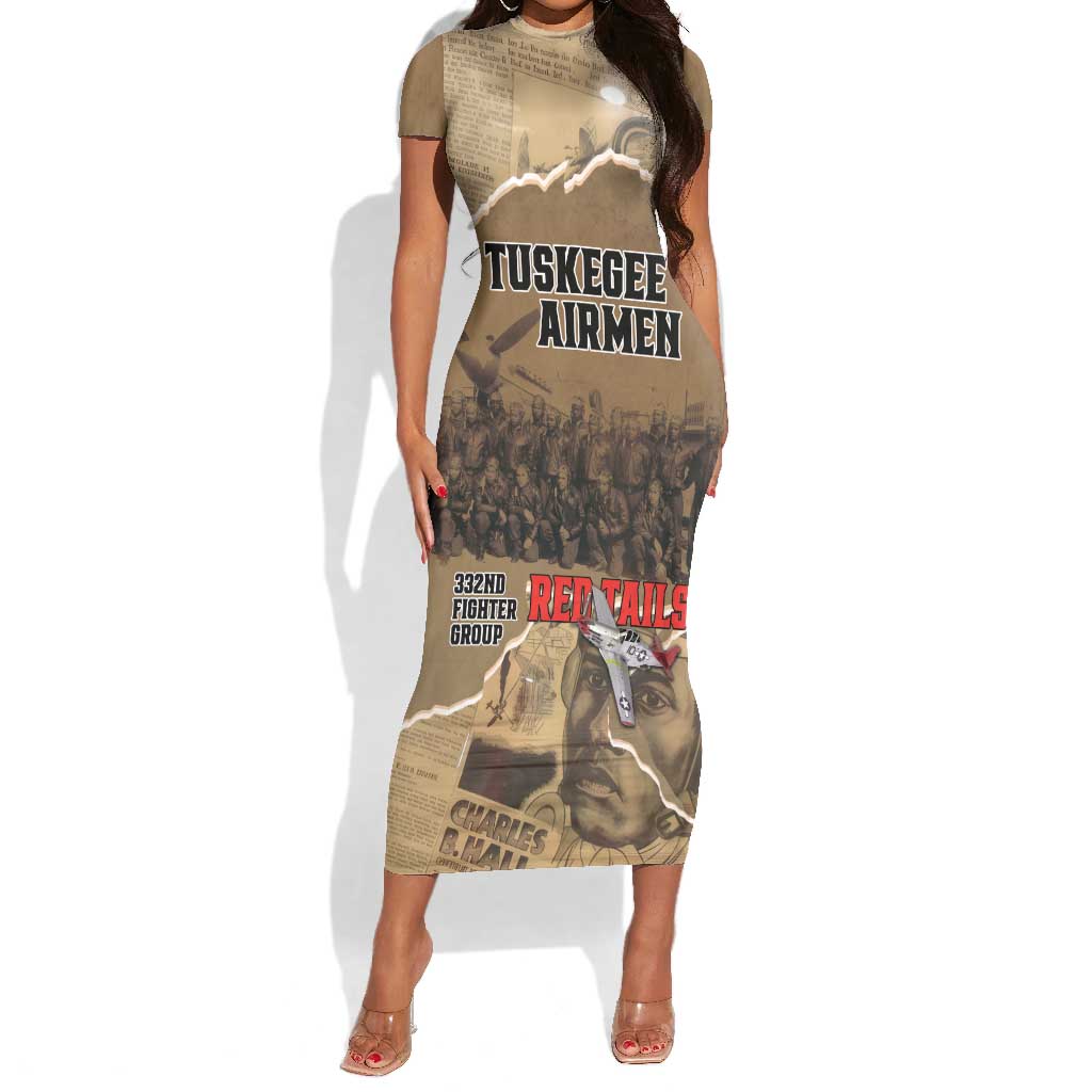 Tuskegee Airmen Red Tails Tribute Short Sleeve Bodycon Dress Black ...