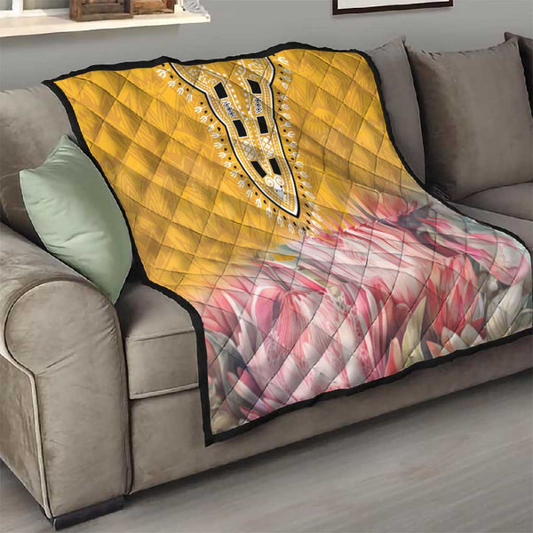 Africa Dashiki Quilt King Protea Floral Motif Patterns by AfricanPride ...