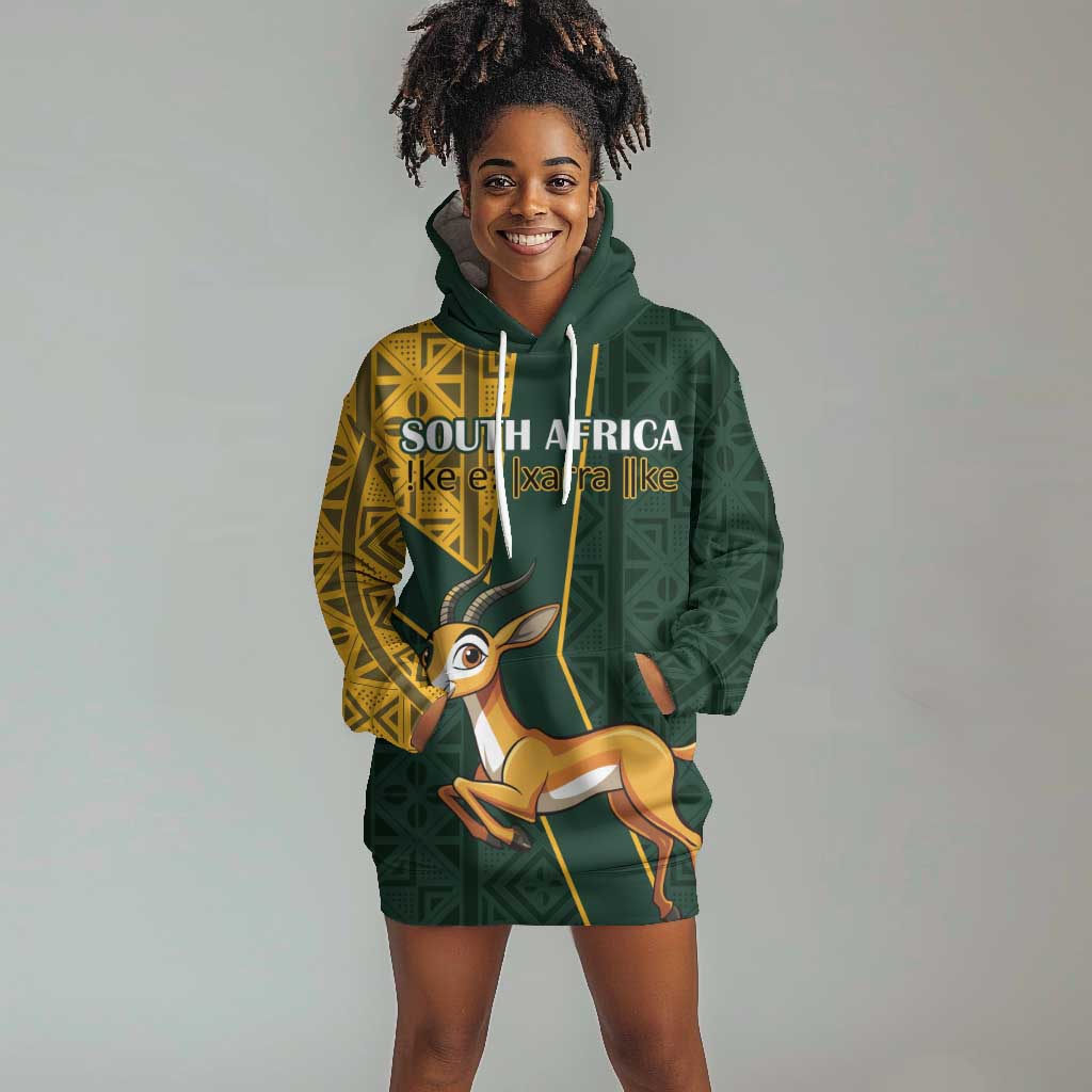 Custom South Africa Springbok Jumping Hoodie Dress With Kente Patterns ...