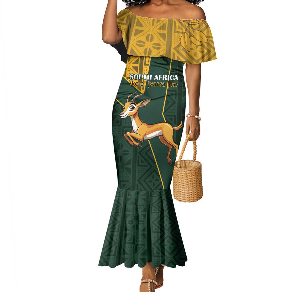 Custom South Africa Springbok Jumping Mermaid Dress With Kente Patterns ...