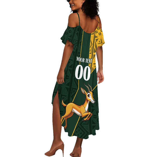 Custom South Africa Springbok Jumping Summer Maxi Dress With Kente ...