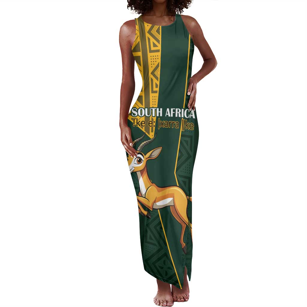 Custom South Africa Springbok Jumping Tank Maxi Dress With Kente ...