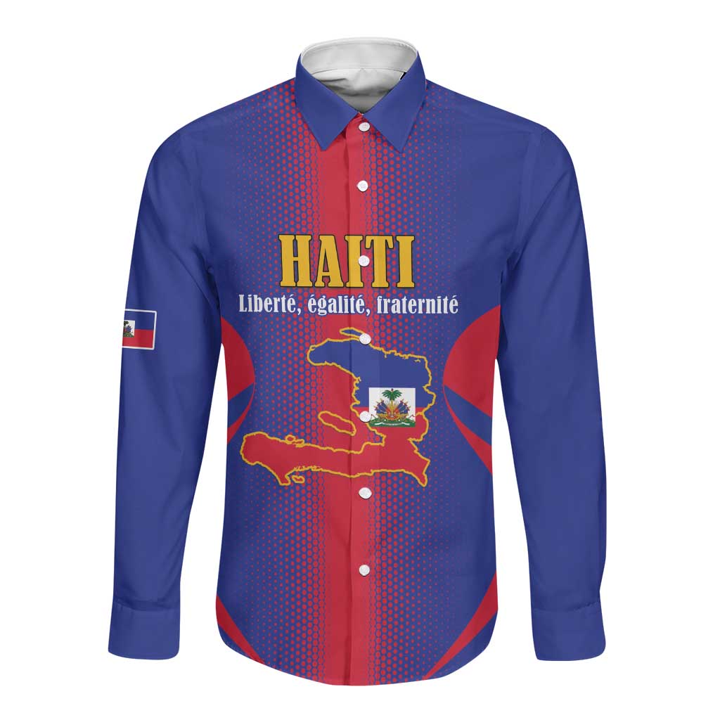 Afro-Haitians Pride Personalized Long Sleeve Button Shirt Neg Marron ...