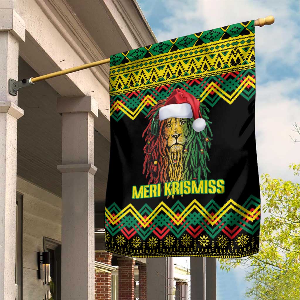 Black Jamaican Christmas Garden Flag Reggae Lion With Kente Pattern by ...