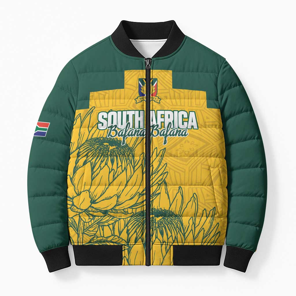 Custom South Africa Soccer Bomber Puffer Jacket From Protea Roots We ...