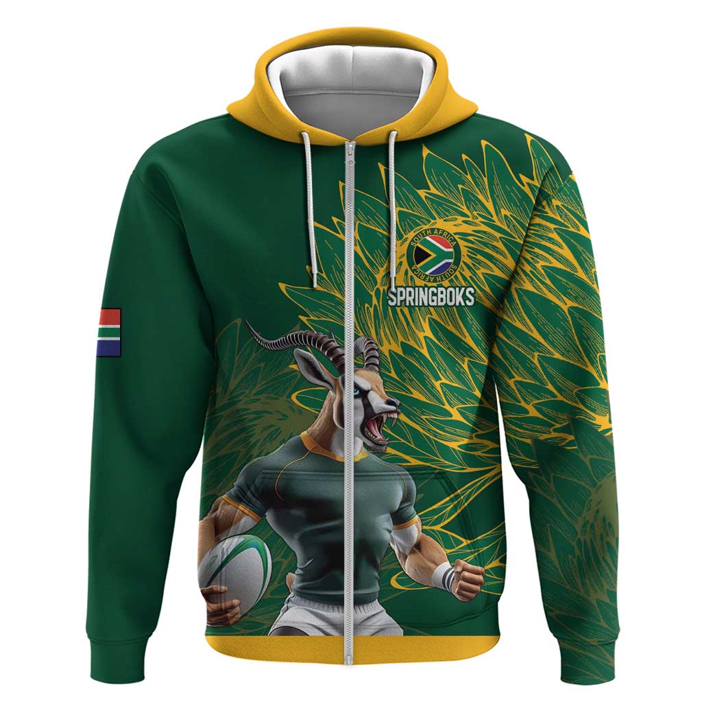Rugby South Africa Champion Custom Zip Hoodie Springboks Mascot by ...