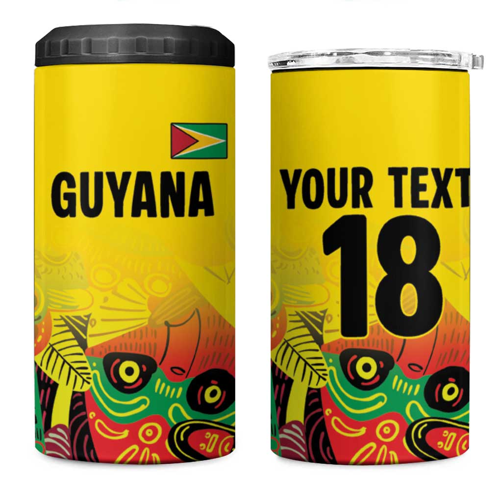 Custom Guyana Football Pride 4 in 1 Can Cooler Tumbler Golden Jaguars ...