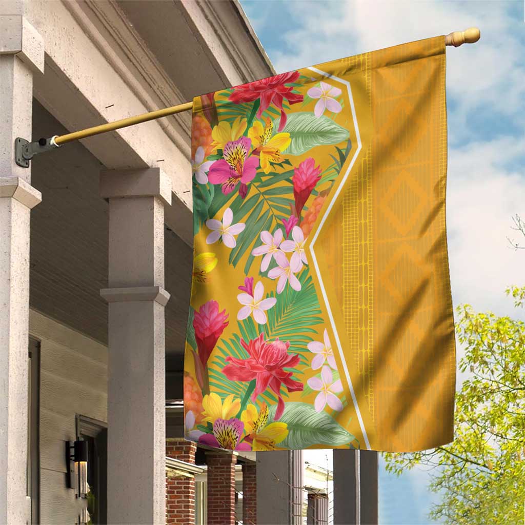 Afro Tropical Flowers Garden Flag Yellow Version by AfricanPride