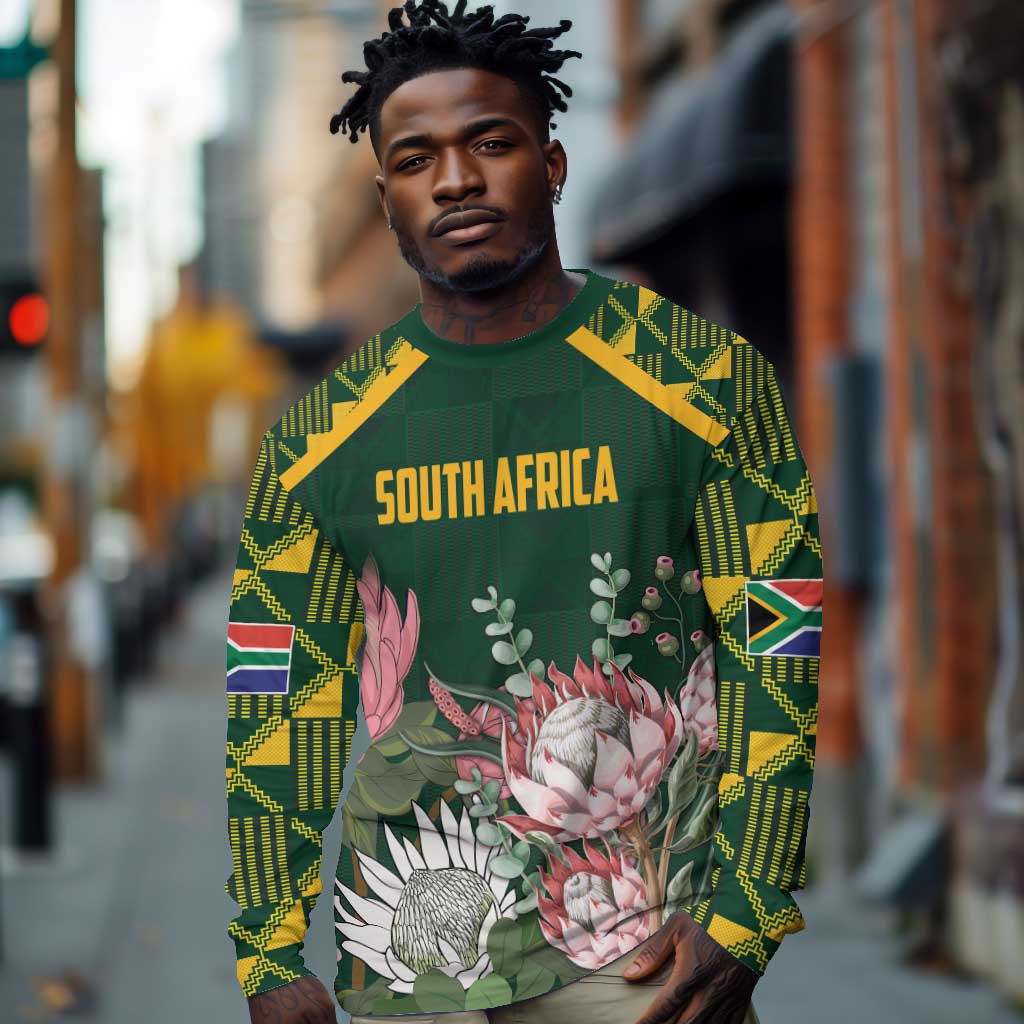 Personalized South Africa With Afro King Protea Long Sleeve Shirt Kente ...