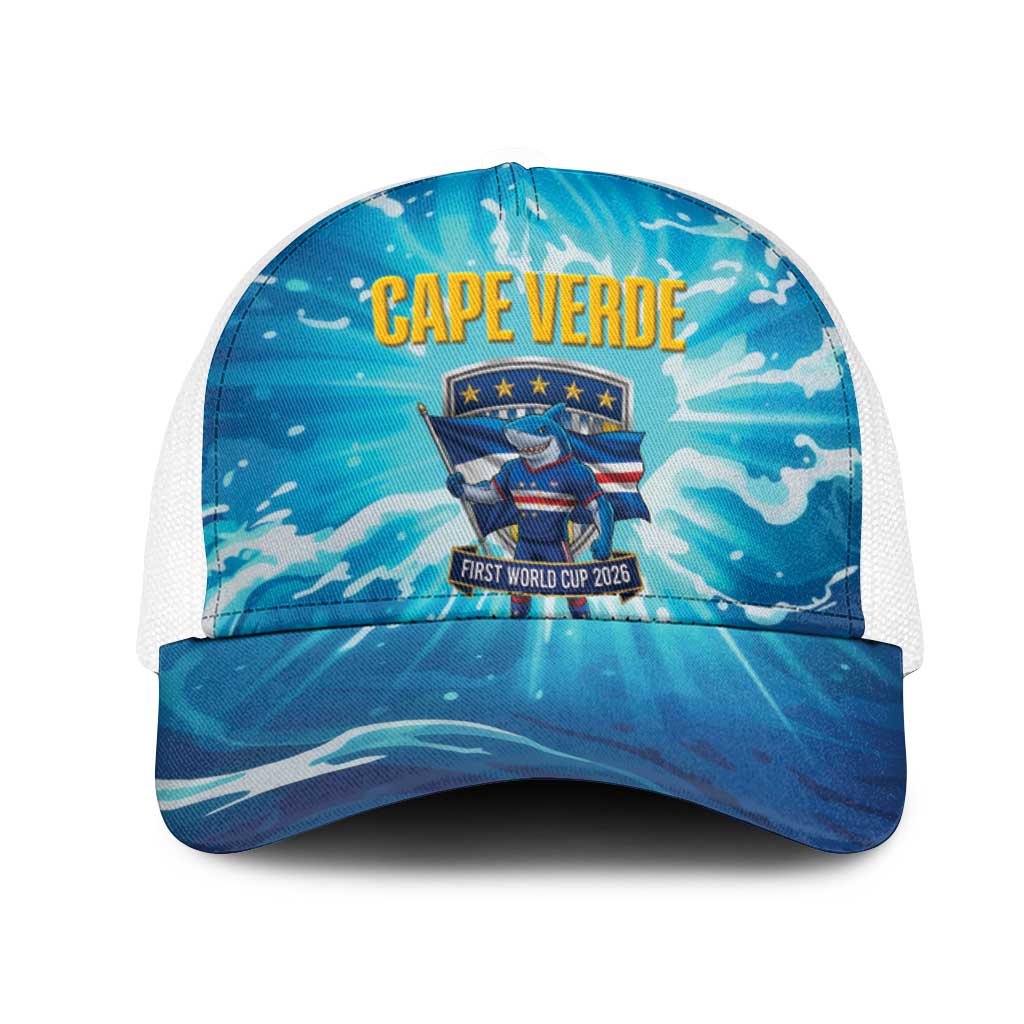 Blue Shark Cape Verde Football Mesh Trucker Cap First World Cup 2026 by ...