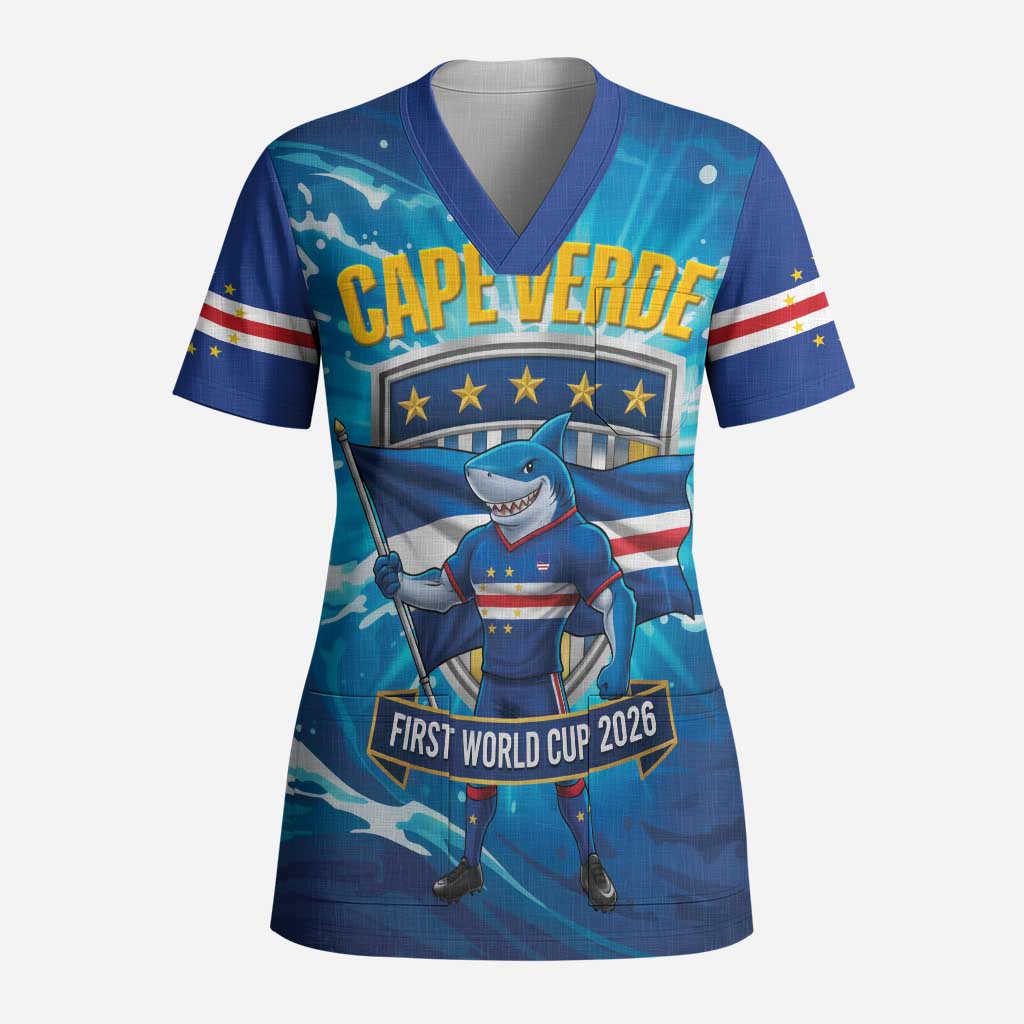 Blue Shark Cape Verde Football Scrub Top First World Cup 2026 by ...