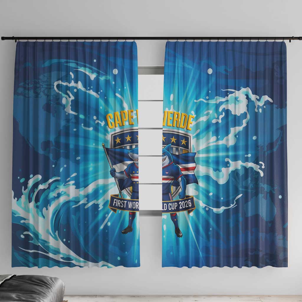 Blue Shark Cape Verde Football Window Curtain First World Cup 2026 by ...