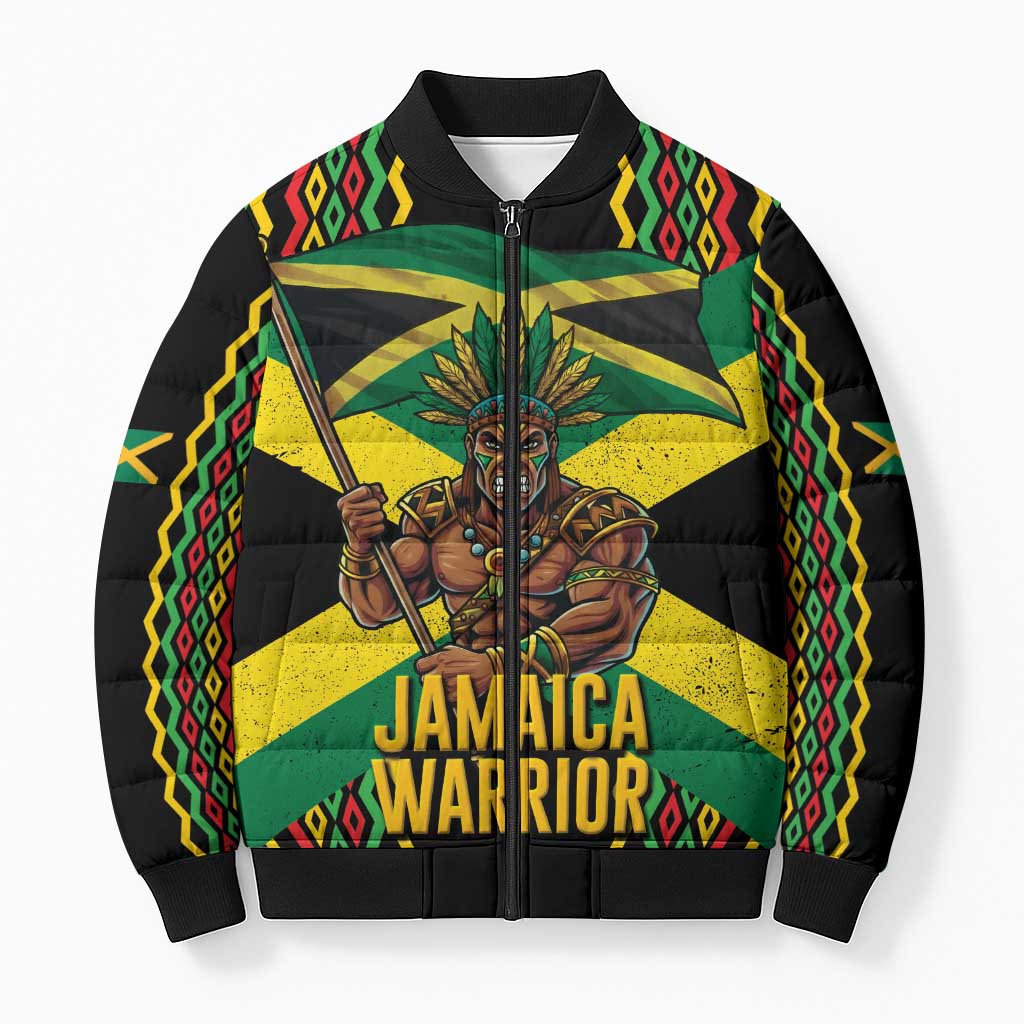Black Jamaicans Warrior Spirit Bomber Puffer Jacket Tribal Fighter in ...