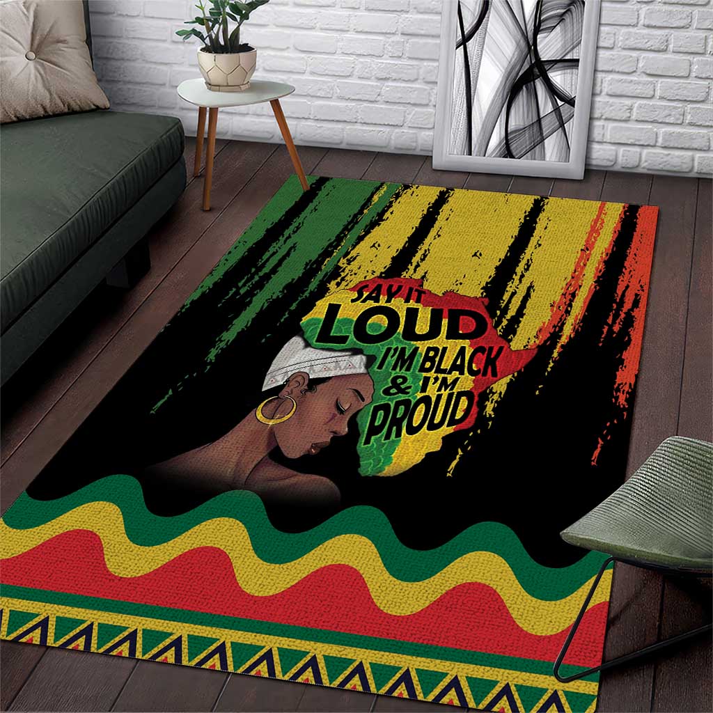 Black History Dreadlocks Map Area Rug Say It Loud I’m Black and I’m ...